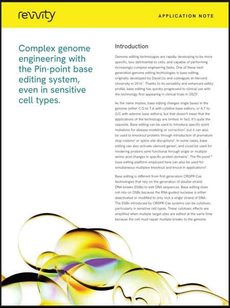 Base editing in sensitive cell types with Revvity's Pin-point base ...